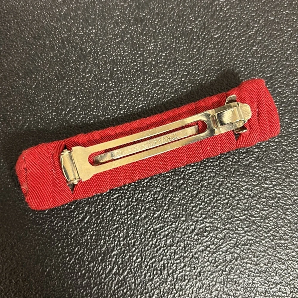 Source Unknown | Accessories | Vintage Hair Clip Barrette Red Fabric ...